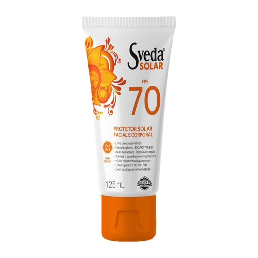 Protetor Solar Facial e Corporal Sveda Fps70 125ml - Bandshop